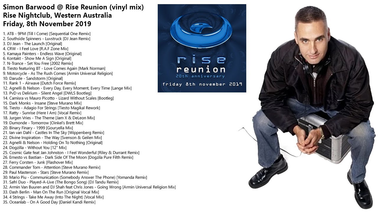 Simon Barwood - Rise Nightclub Reunion 20th Anniversary - 8 November ...
